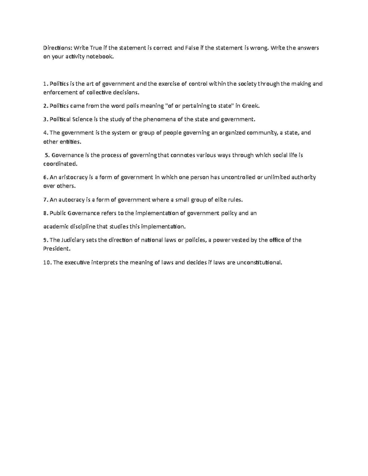 quiz-ideas-politics-short-quiz-for-next-week-directions-write-true