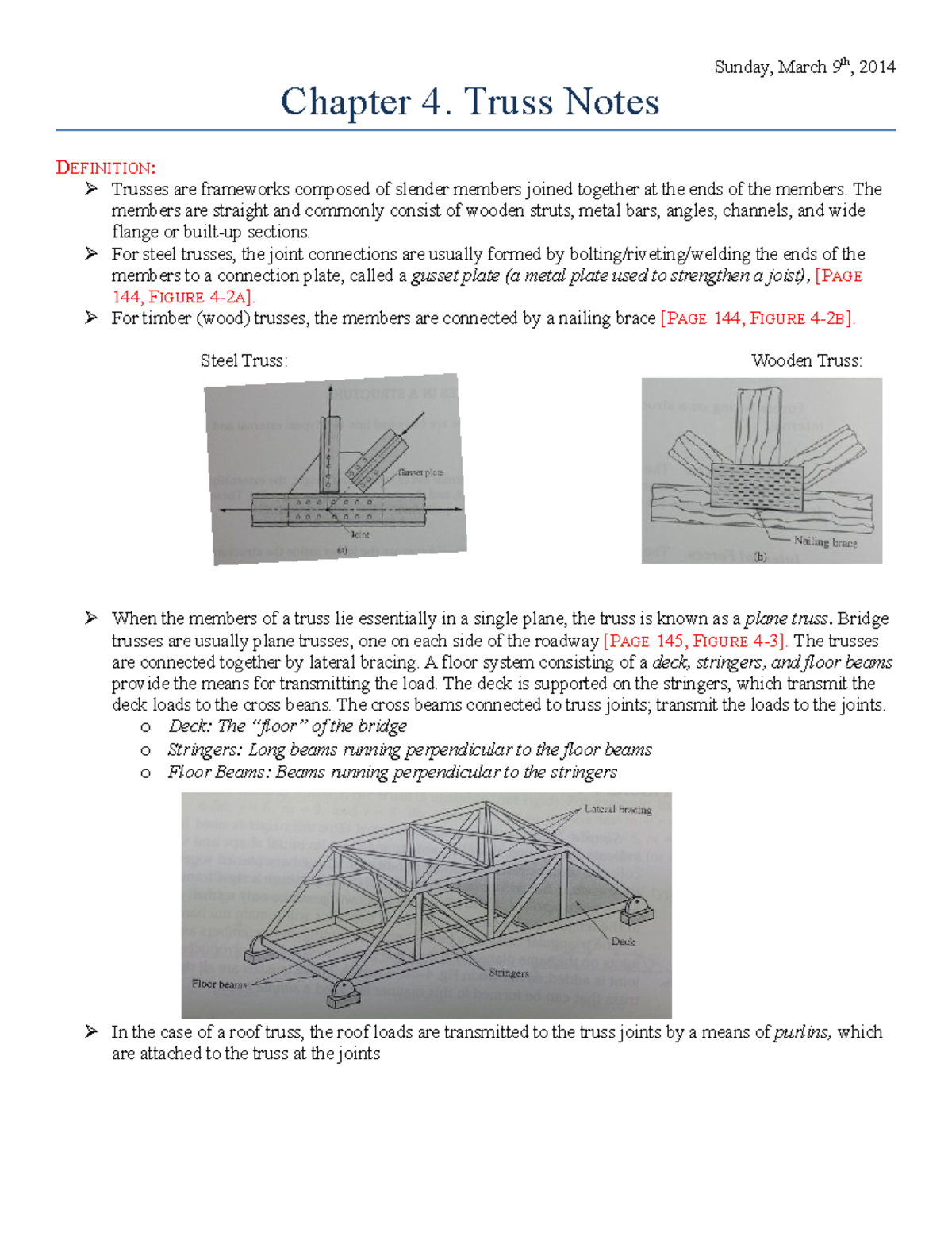 Truss Notes - For Chapter 4 - Sunday, March 9th, 2014 Chapter 4. Truss ...
