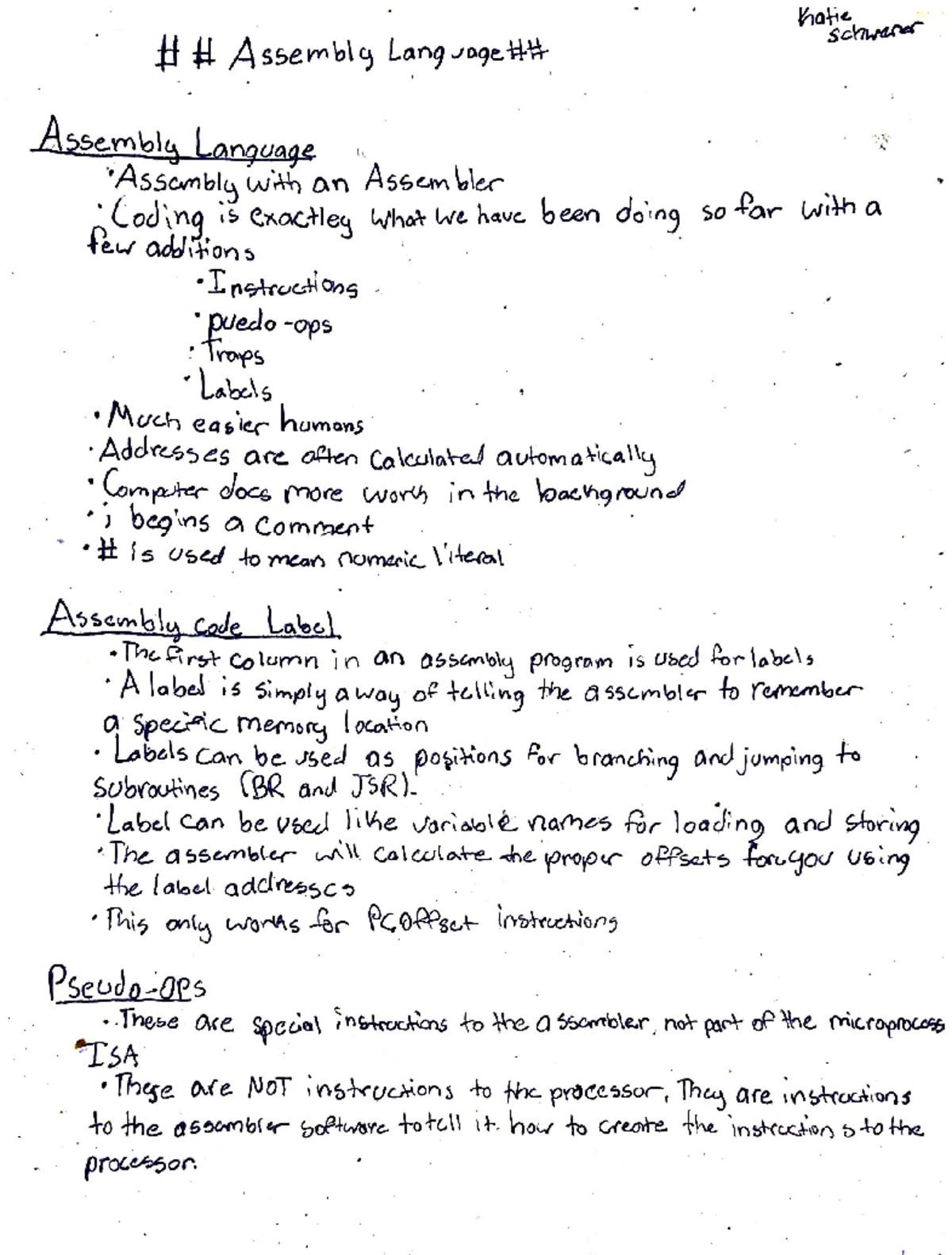Assembly Language - Katie Schwerer Assembly Language Assembly Language ...