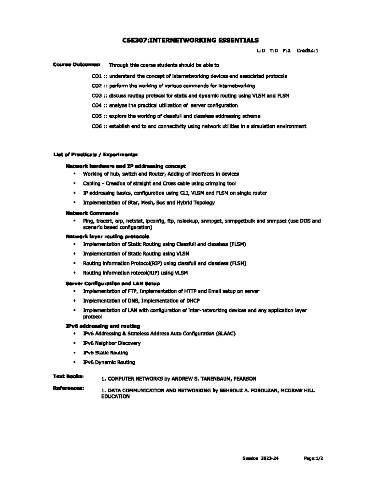 CSE307 syllabus - nice - Computer Engineering - Studocu