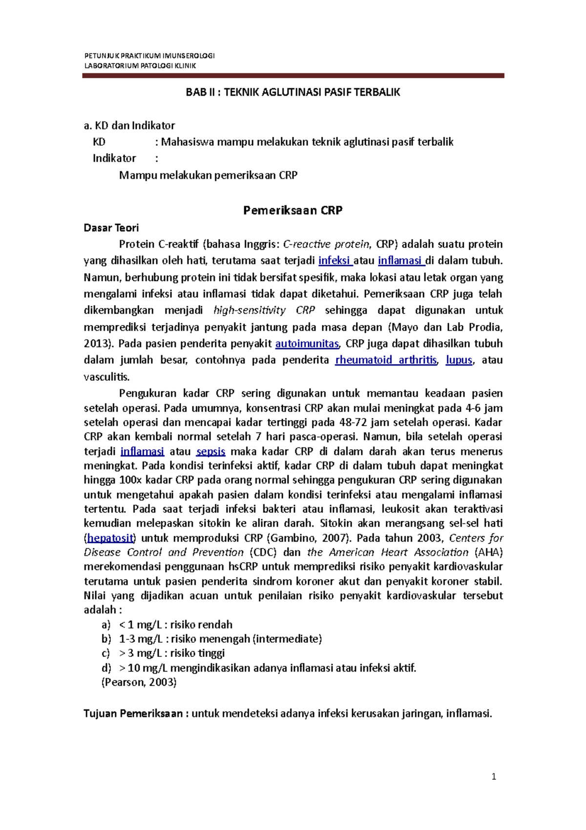 Modul Praktikum Imunologi Teknik Aglutinasi Pasif Terbalik - BAB II ...