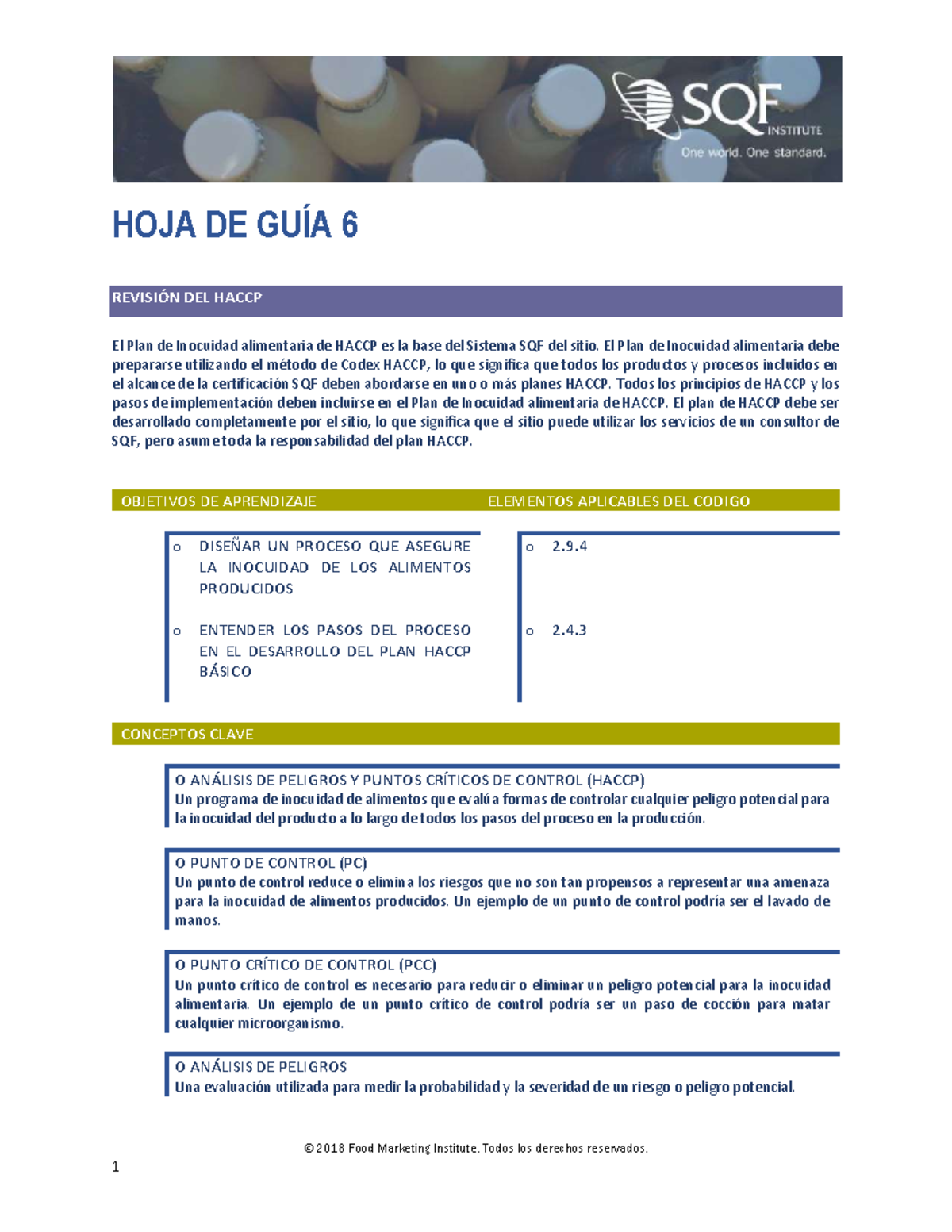 Tip Sheet 6 Haccp Overview Spanish - © 2018 Food Marketing Institute ...