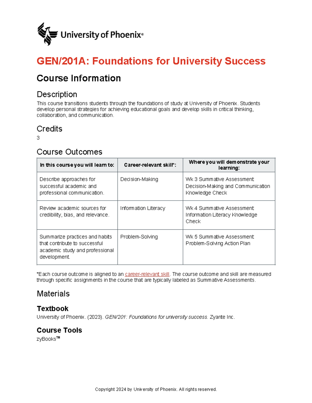 Gen201a v2 syllabus - GEN/201A: Foundations for University Success ...