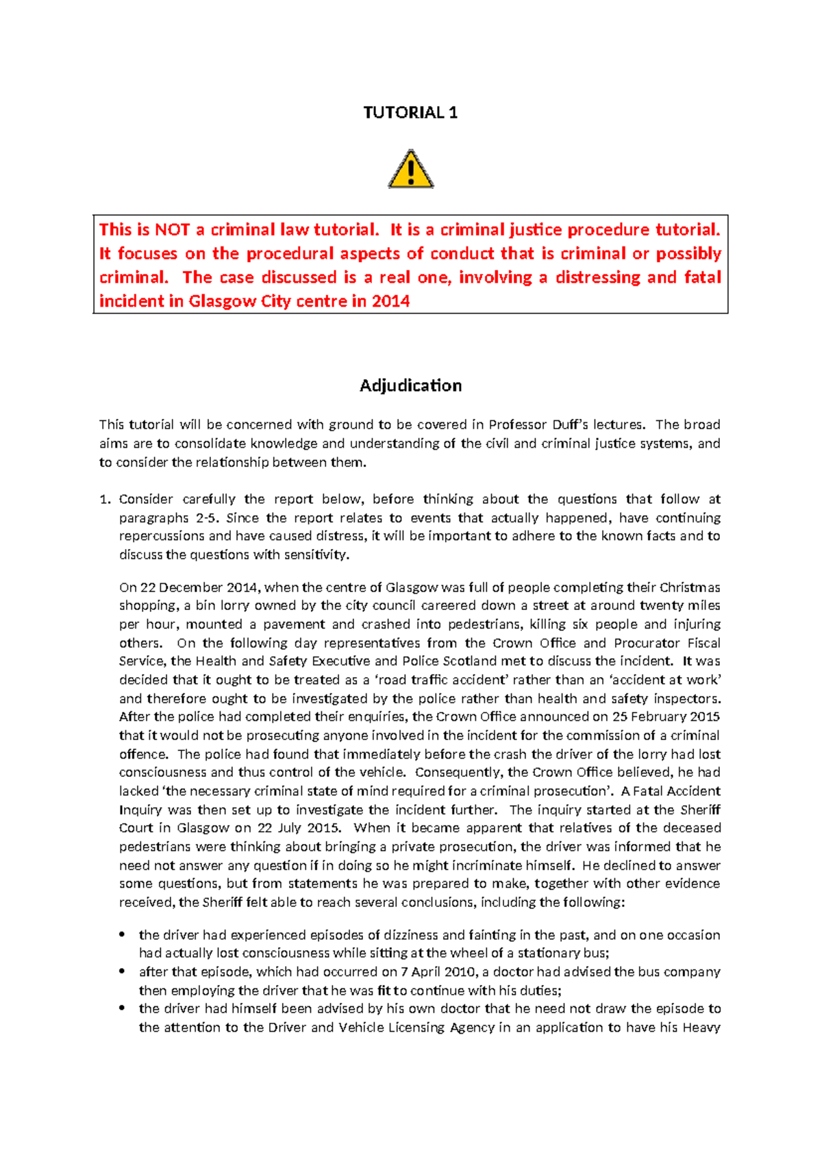 LS1025 Tutorial 1 2021-2022 - TUTORIAL 1 This is NOT a criminal law ...