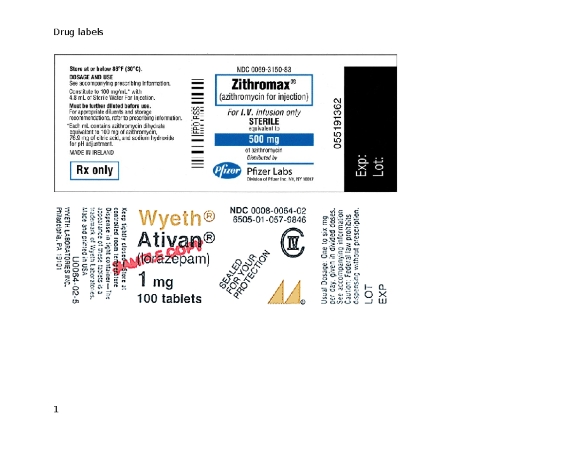 Drug labels syringes - NUR1310 - Studocu