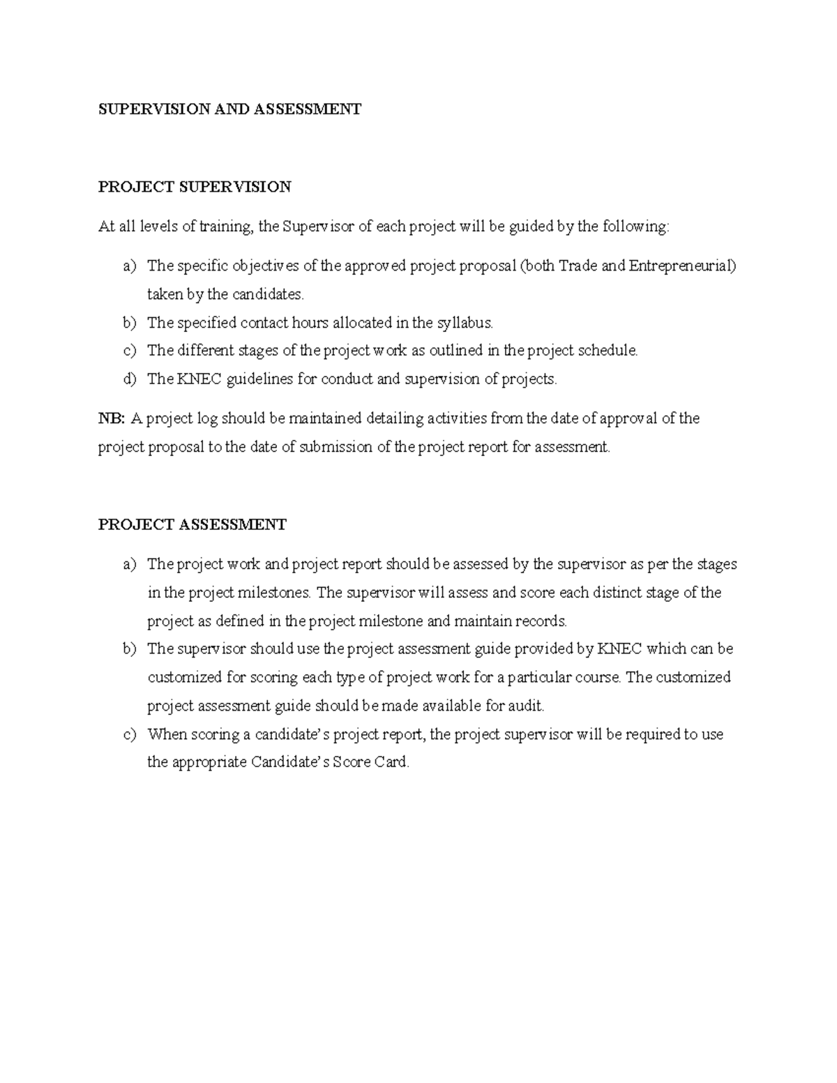 Supervision AND Assessment - SUPERVISION AND ASSESSMENT PROJECT ...