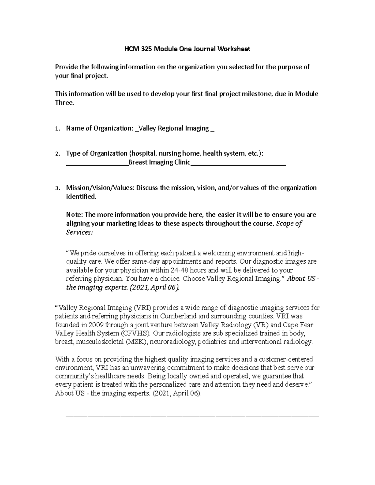 HCM 325 Module One Journal Worksheet - HCM 325 Module One Journal ...