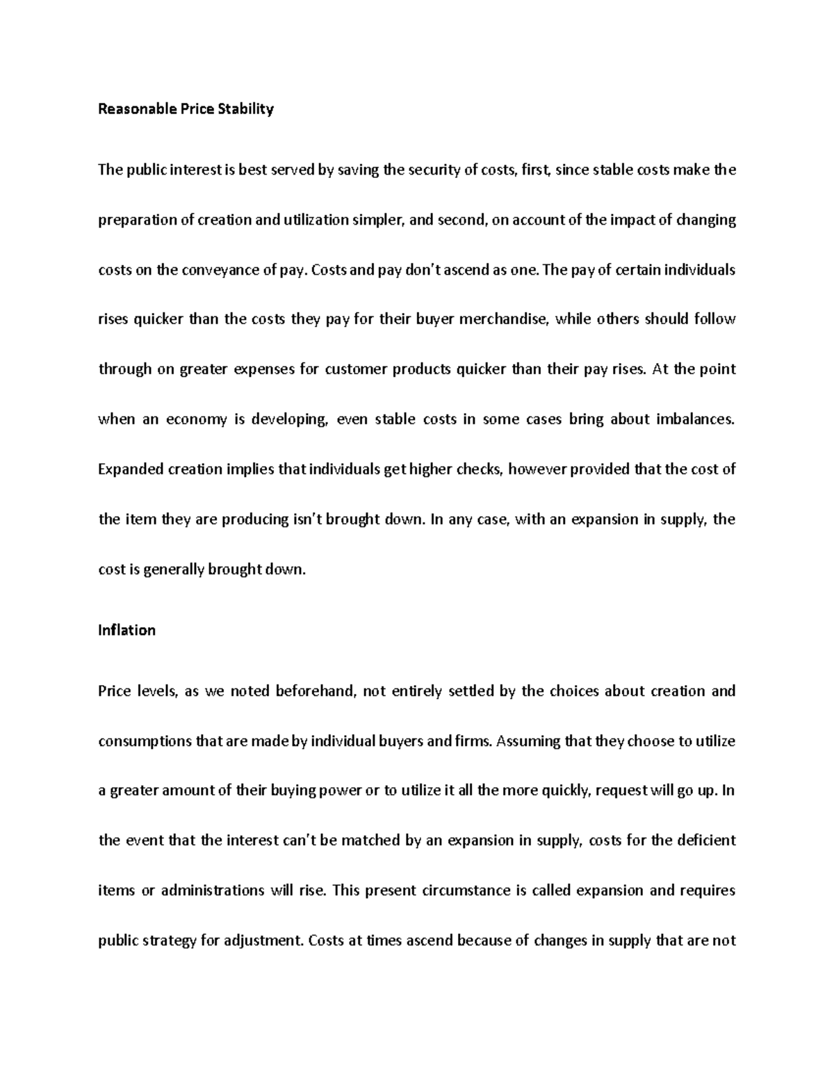 Reasonable Price Stability, Inflation, Deflation, and Adequate Growth ...