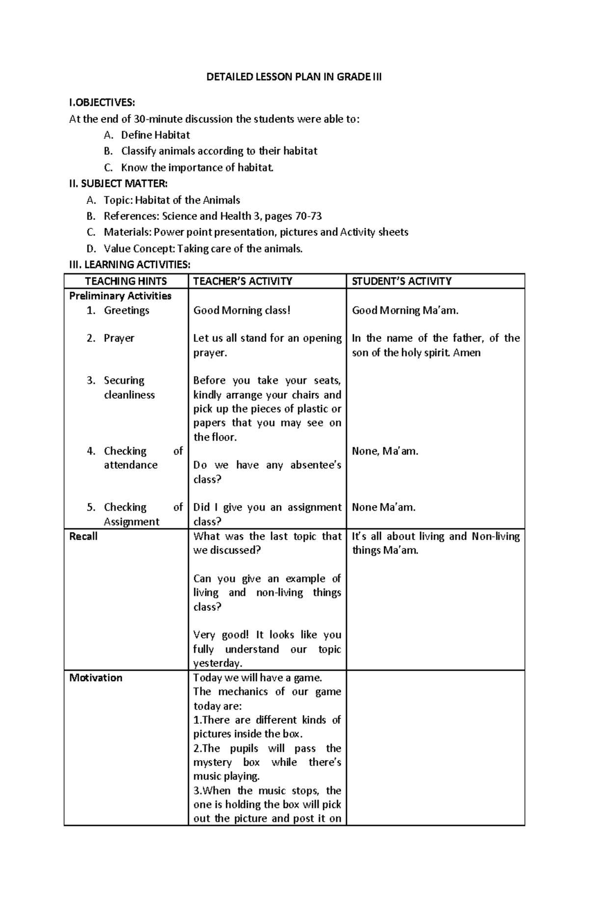 026226549 - DETAILED LESSON PLAN IN GRADE III I: At the end of 30 ...