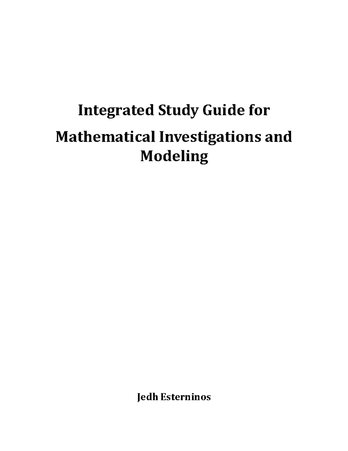 Study Guide, Mathematics - Integrated Study Guide for Mathematical ...