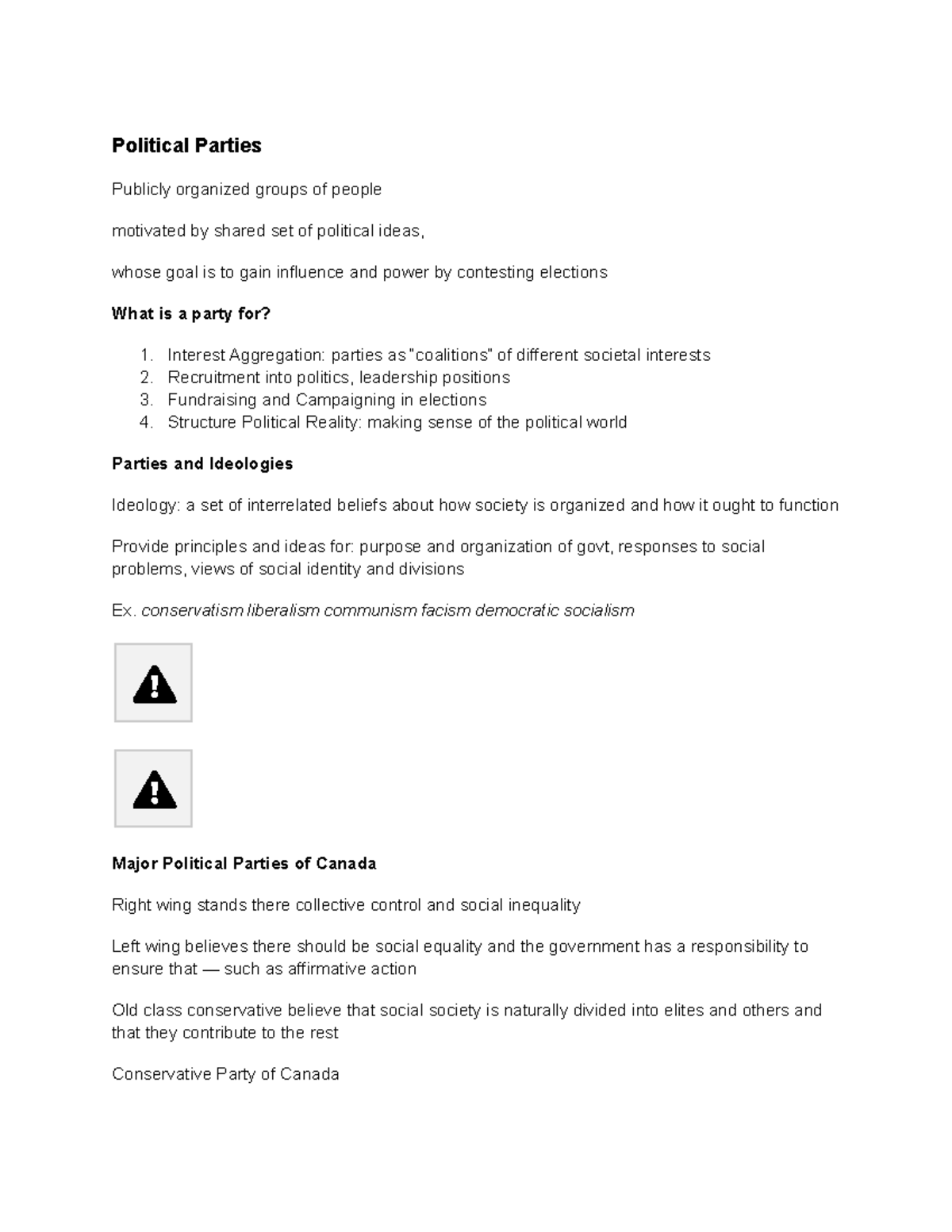 Poli 101 Final Notes part 2 - Political Parties Publicly organized ...