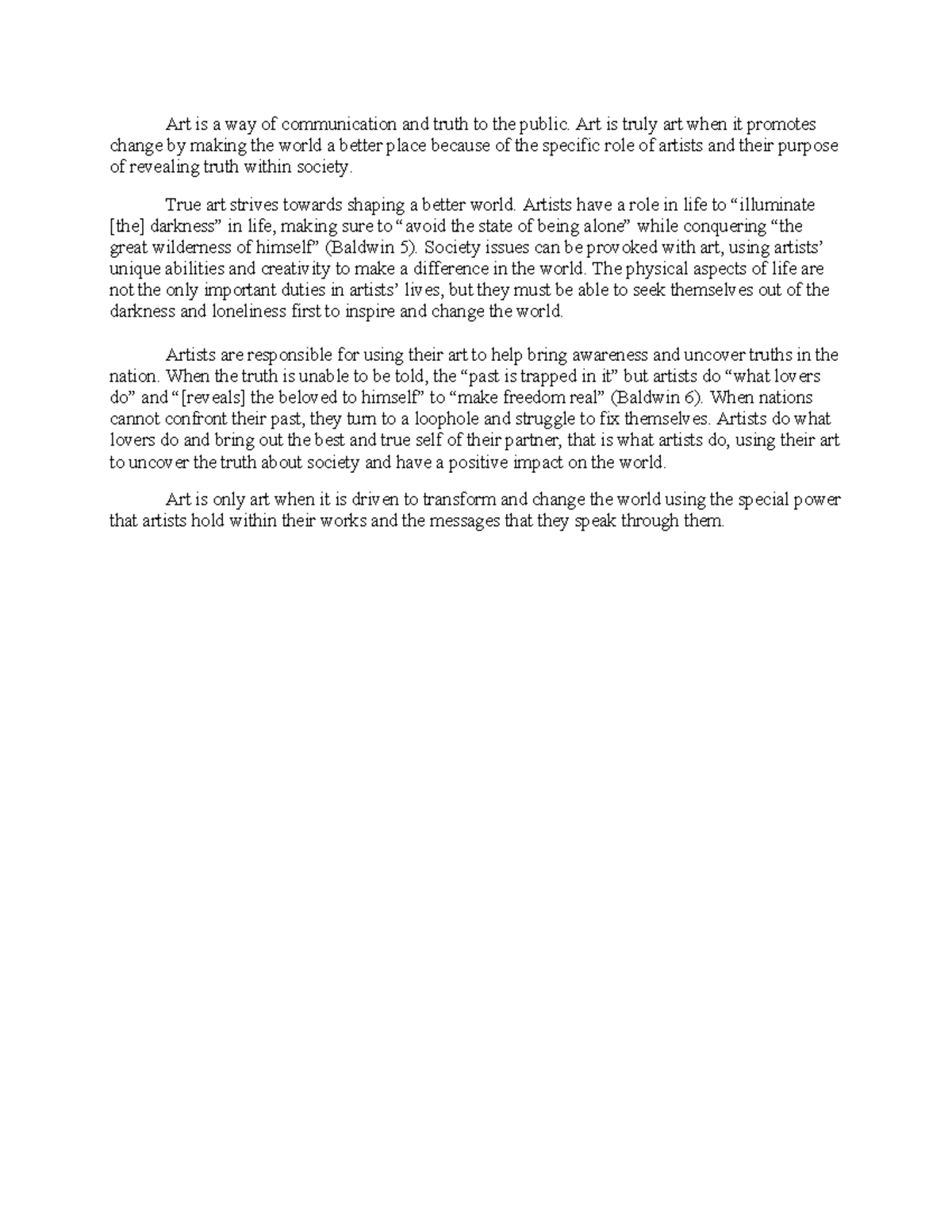 Final ecr - ECR example - Art is a way of communication and truth to ...