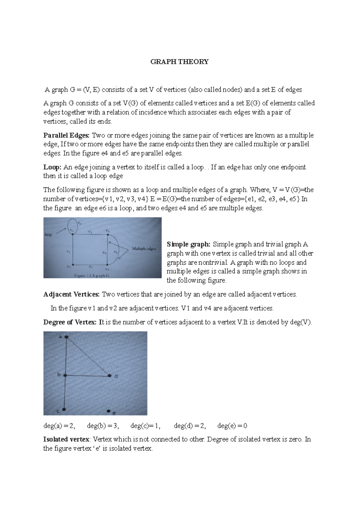 Graph Theory Graph Theory A Graph G V E Consists Of A Set V Of