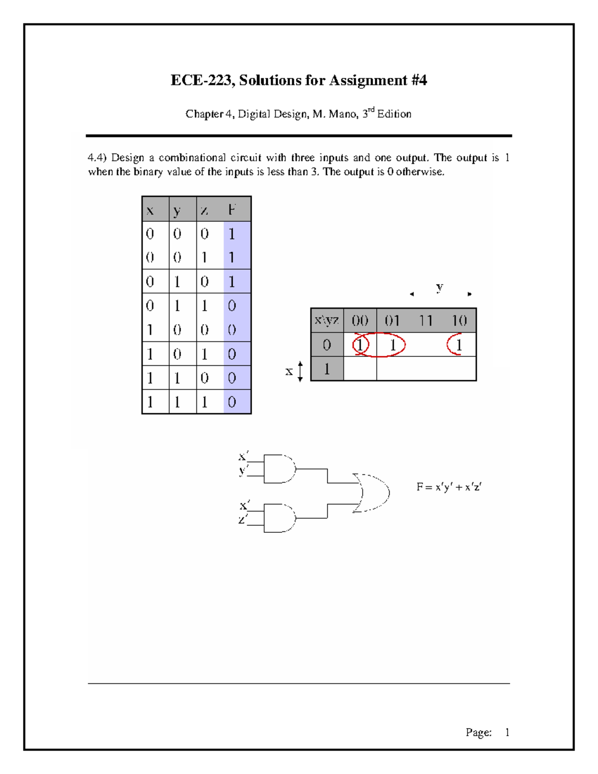 Assignment 4 solution 3rd edition - ECE-223, Solutions for Assignment ...