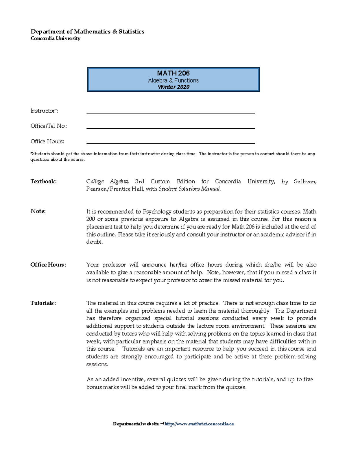 MATH206 4 19 - Course Outline - Departmental website mathstat.concordia ...