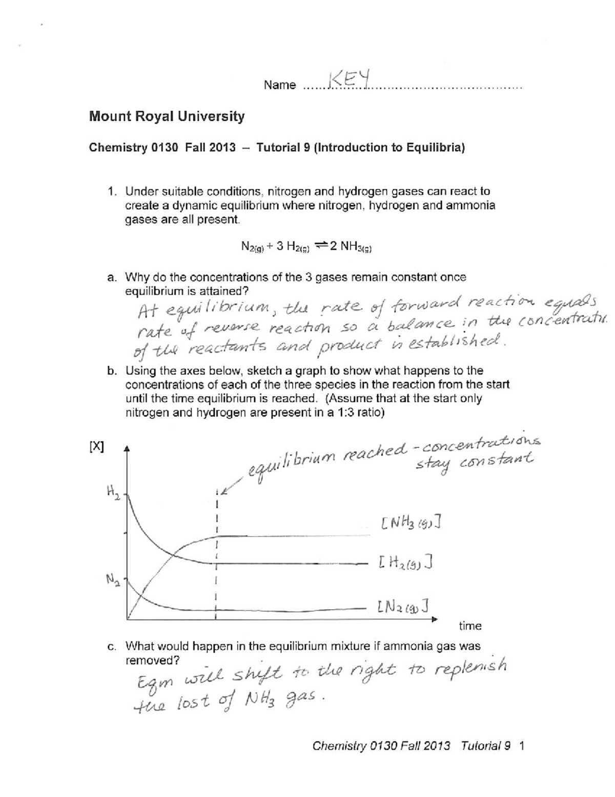Tutorial 9 F2013 KEY - worksheet key - Chem 0130 - Studocu