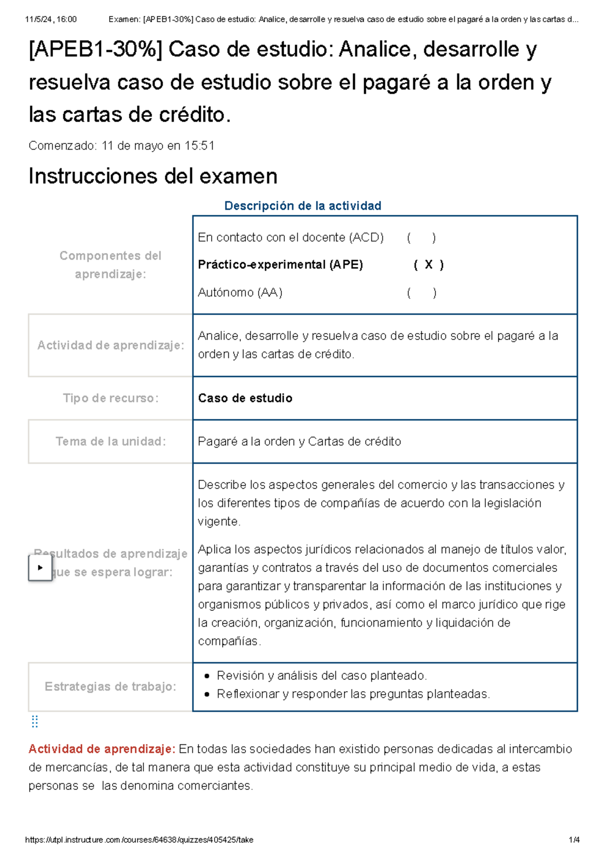 Examen [APEB 1-30%] Caso de estudio Analice, desarrolle y resuelva caso de estudio sobre el ...