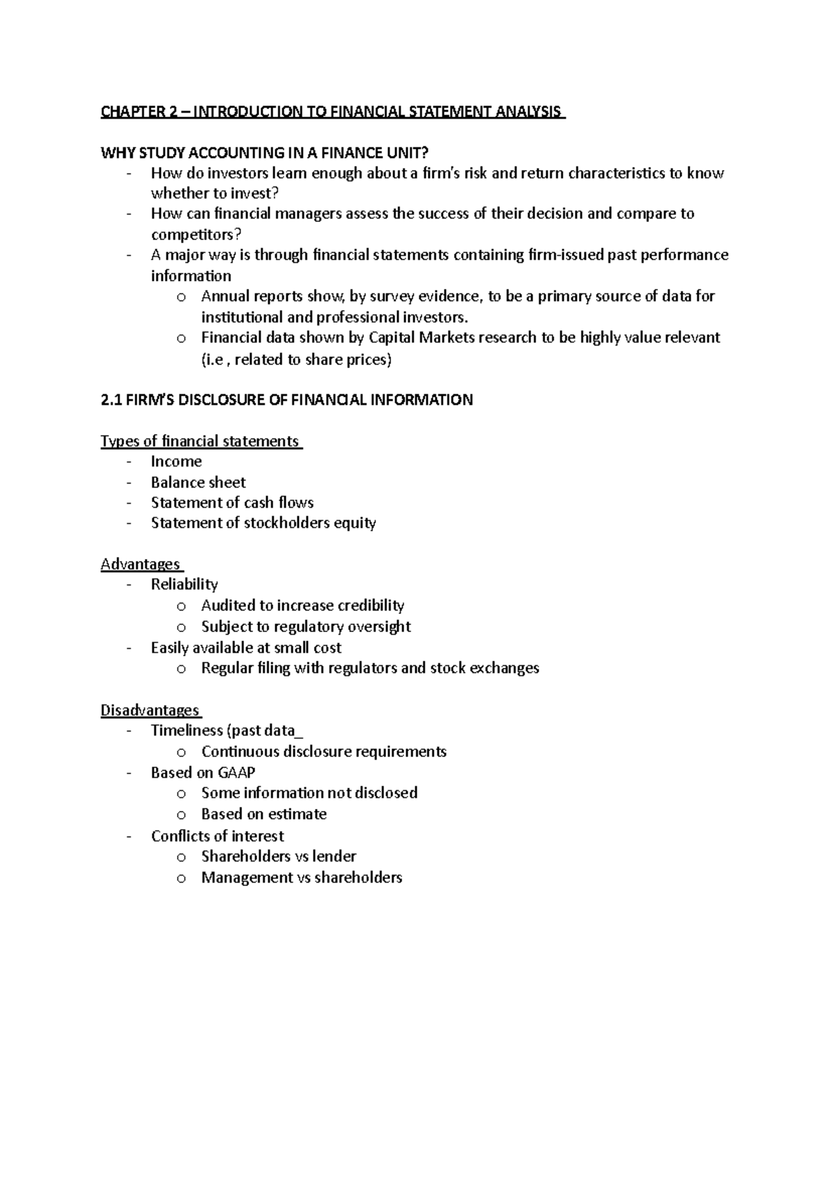 Chapter 2 – Introduction TO Financial Statement Analysis - CHAPTER 2 – INTRODUCTION TO FINANCIAL ...