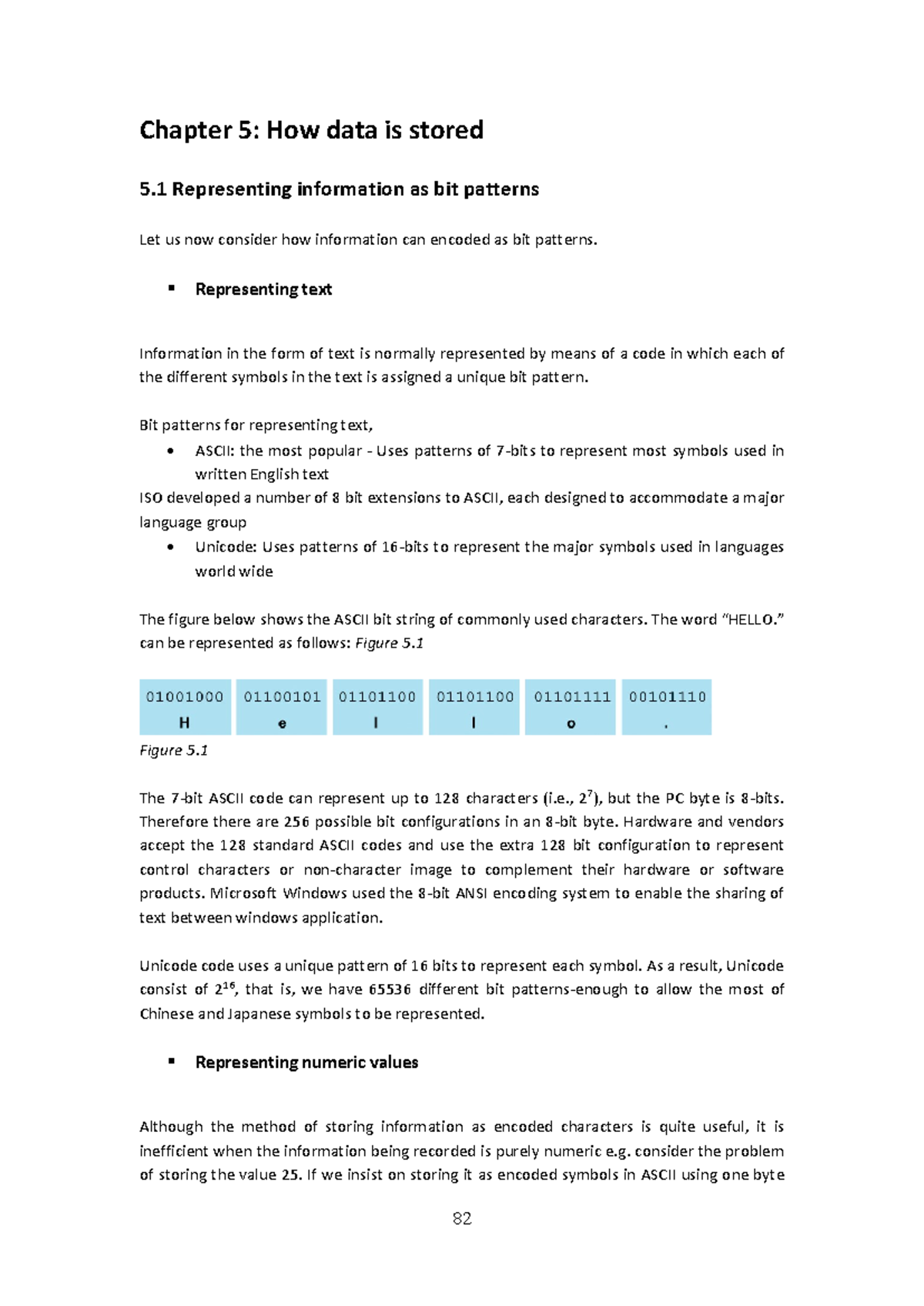 Chapter 5 - slides - Chapter 5: How data is stored 5 Representing ...