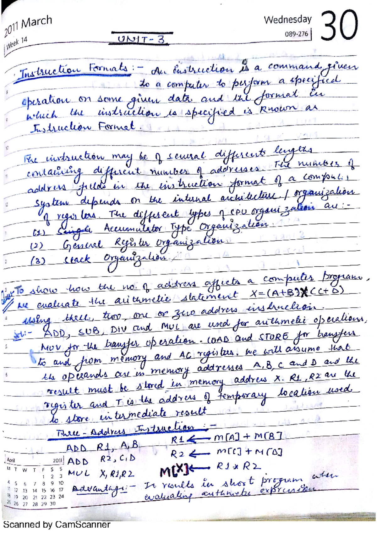 COA (KCS-302) Unit-3 (Control Unit) - Master of computer application - Studocu