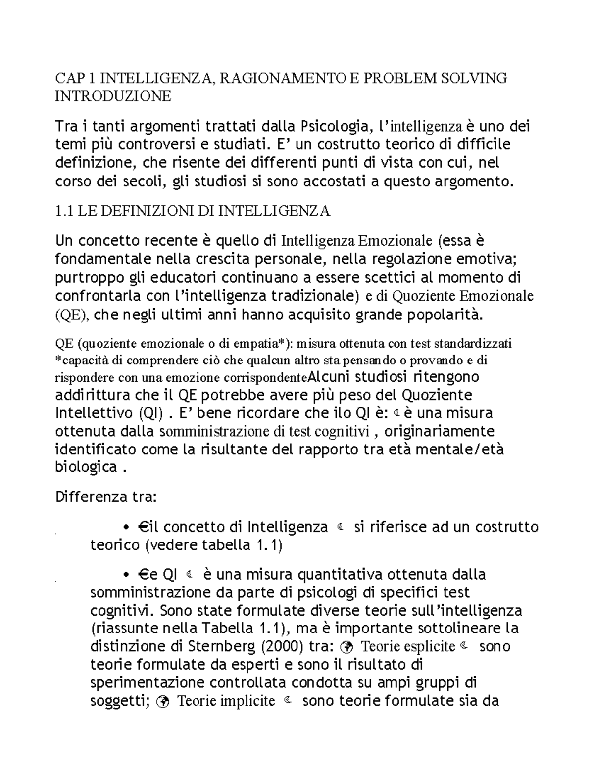 CAP 1 Intelligenza, definizioni e teorie. - CAP 1 INTELLIGENZA, RAGIONAMENTO E PROBLEM SOLVING ...