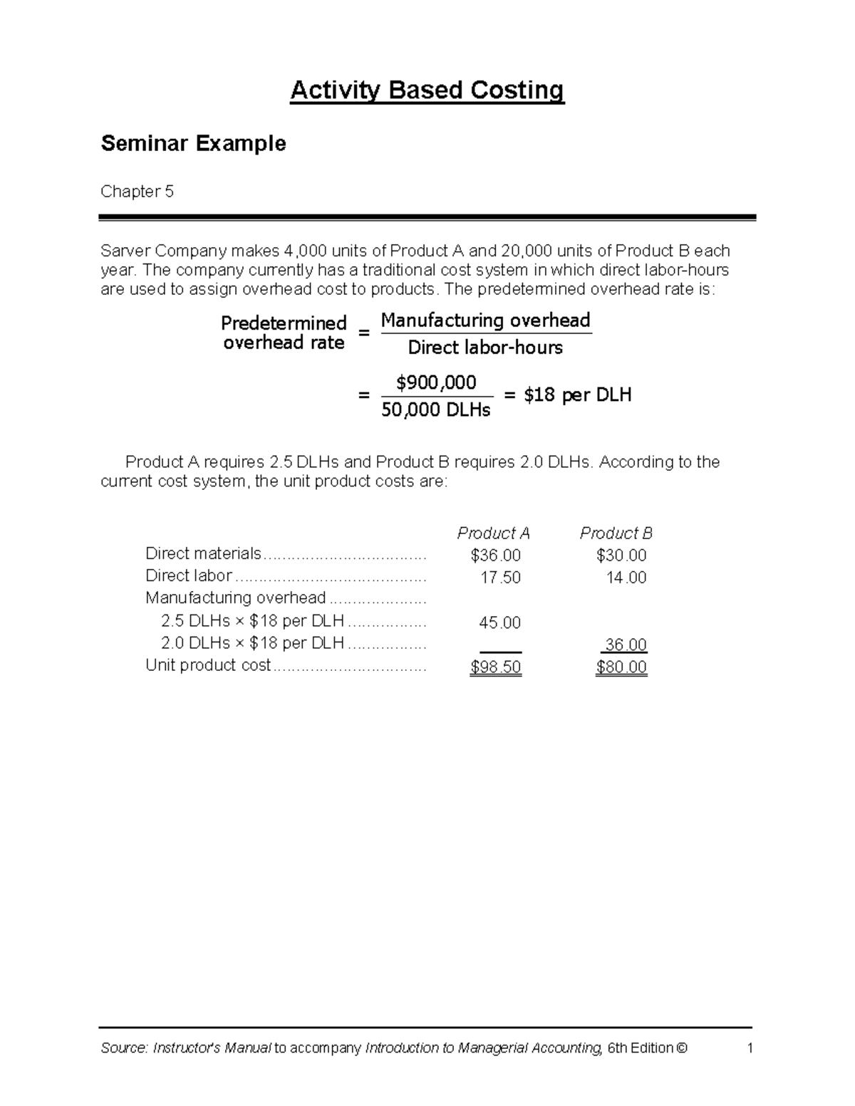 ABC-Example 1-MCQ WITH- Solution Mar2021 - Activity Based Costing ...