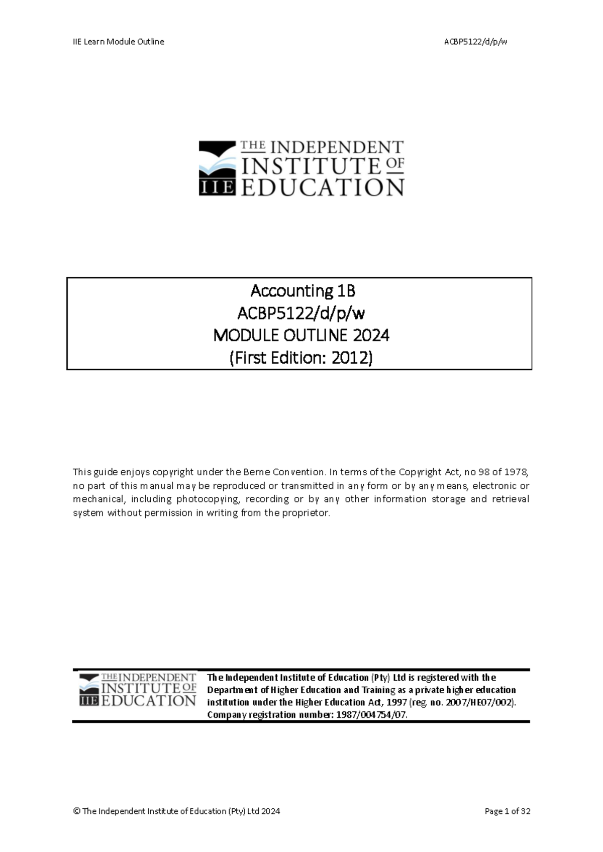 ACBP5122 MO - Module Outline - Accounting 1B ACBP5122/d/p/w MODULE ...
