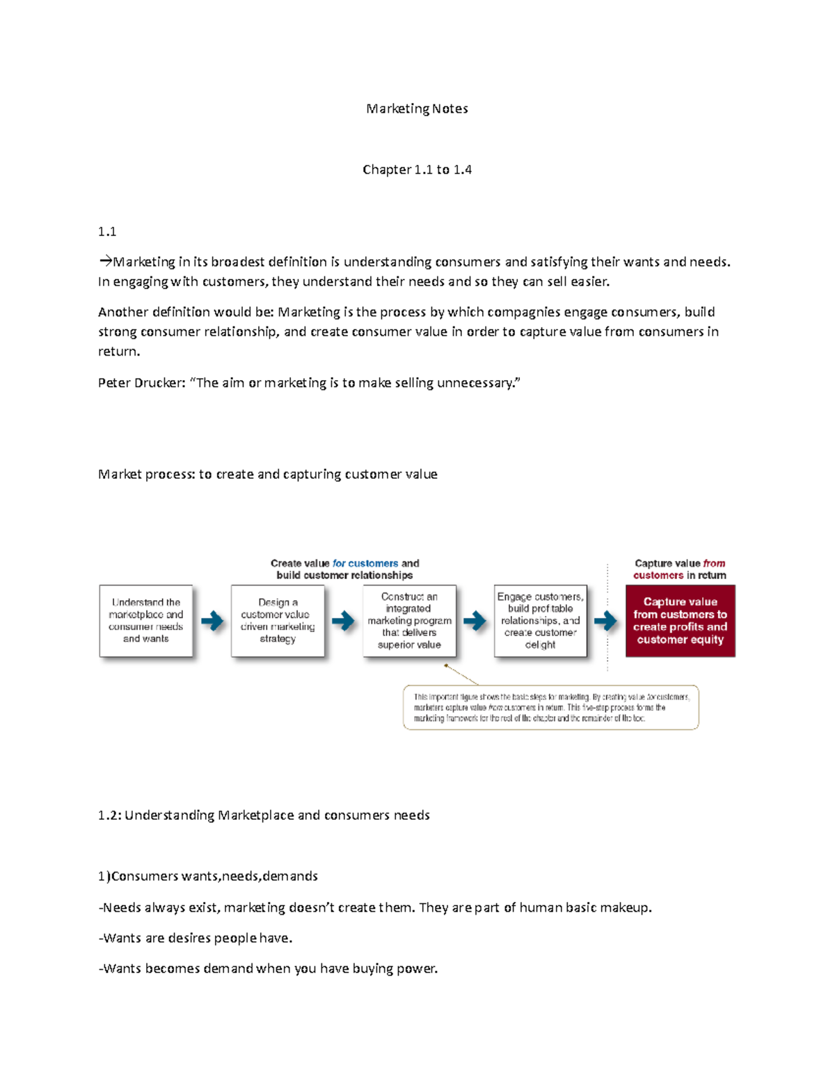 Marketing Notes week 1 - Chapter1 - Marketing Notes Chapter 1 to 1. 1 ...