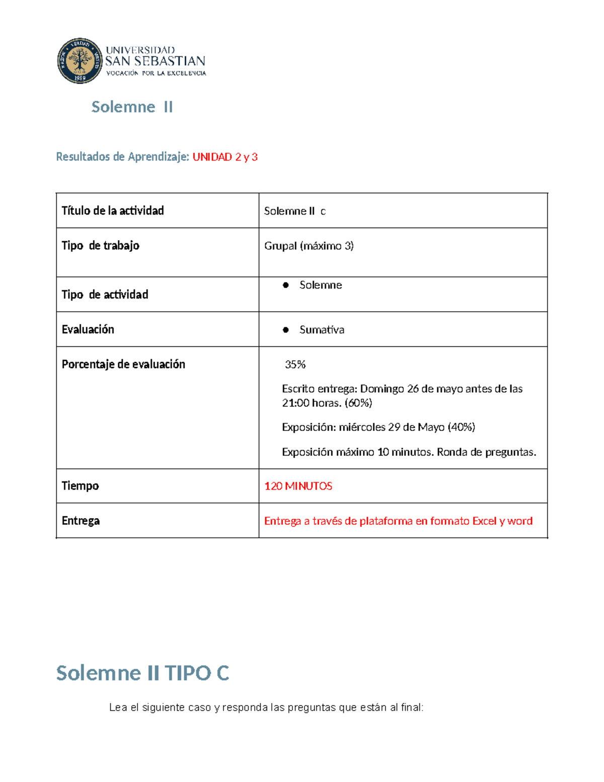 Solemne 2c Ingeco - Solemne II Resultados de Aprendizaje: UNIDAD 2 y 3 ...
