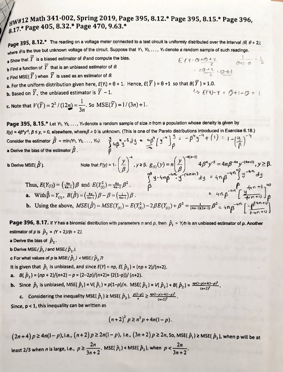 07 - homework solution #07 - HW#12 Math 341-002, Spring 2019, Page 395 ...