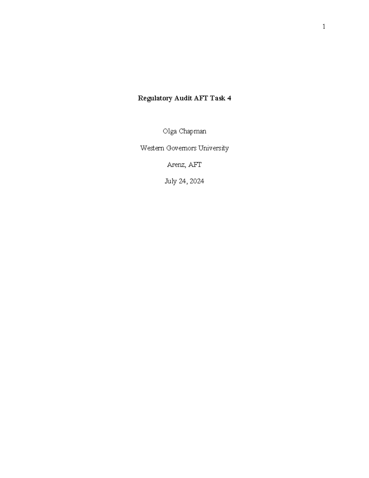 AFT task 4 Accreditation - Regulatory Audit AFT Task 4 Olga Chapman ...
