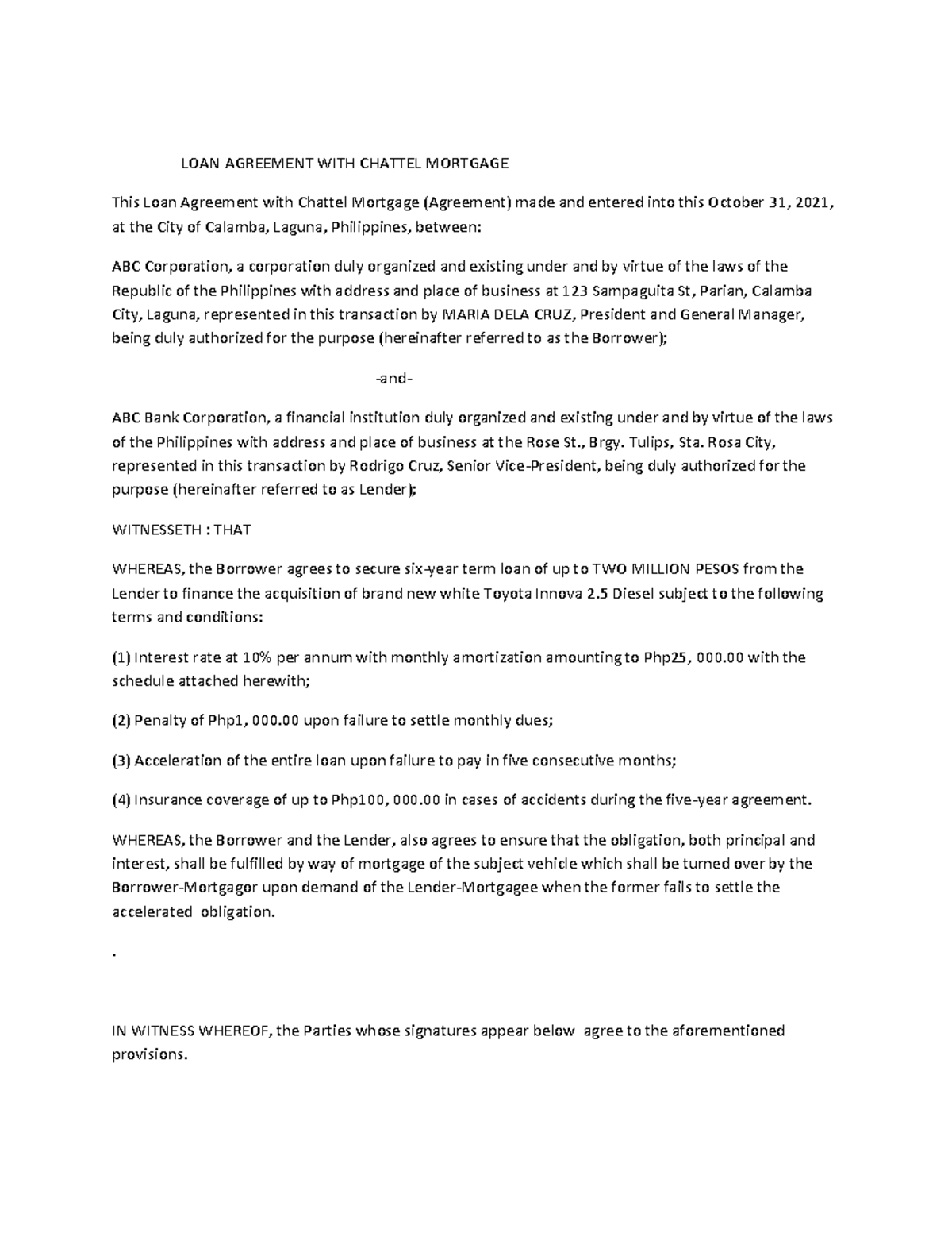 Spec Pro Case Digests - LOAN AGREEMENT WITH CHATTEL MORTGAGE This Loan ...