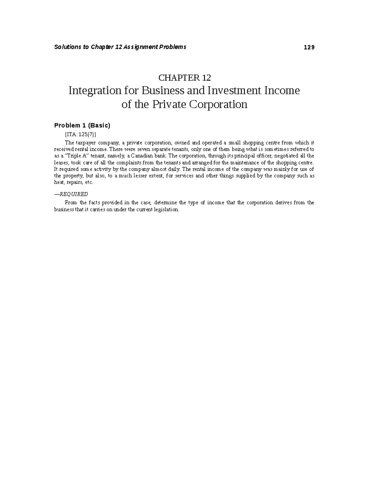 Doc - Chapter 12 Problem Set - Solutions to Chapter 12 Assignment ...