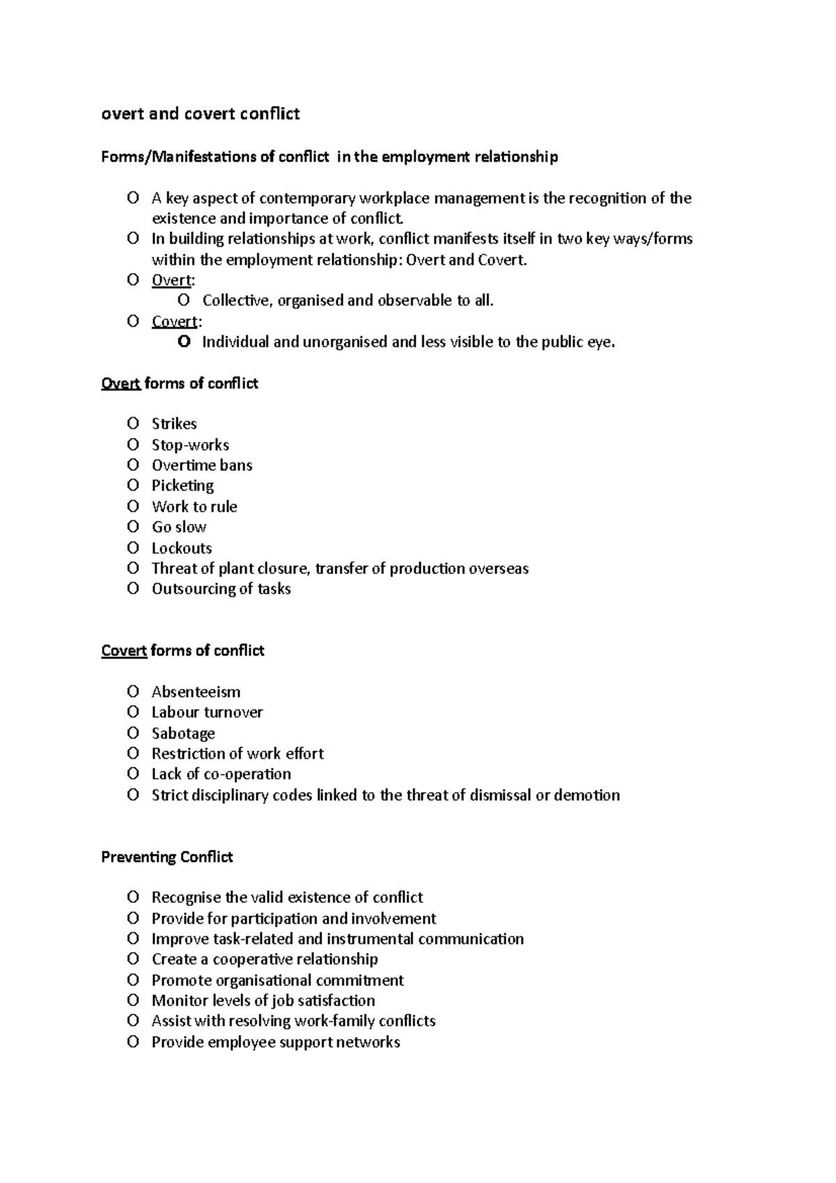 Question 6- Overt and Covert - overt and covert conflict of conflict in ...