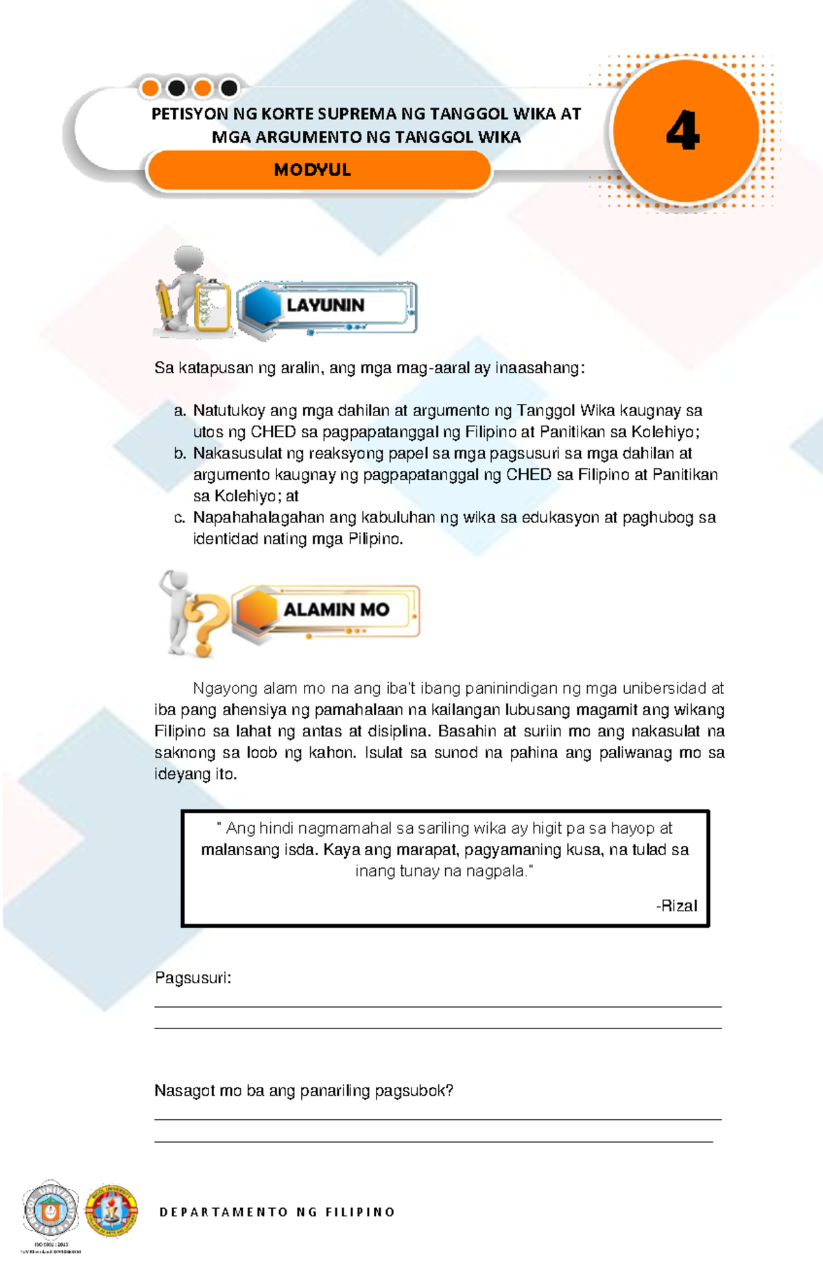 Modyul-4- Komfil - This is to introduce the Philippines - Sa katapusan ...