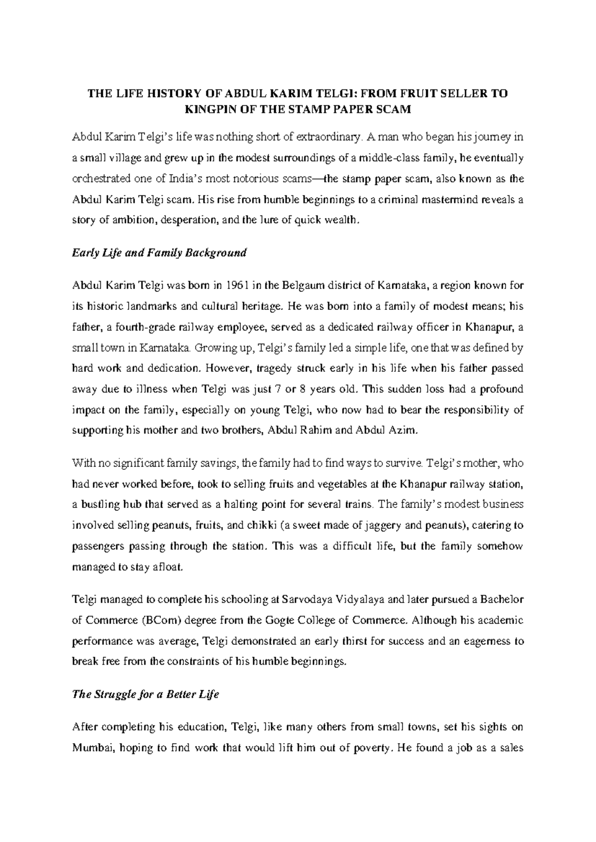 Stamp Paper SCAM Abdul Karim Telgi - THE LIFE HISTORY OF ABDUL KARIM ...