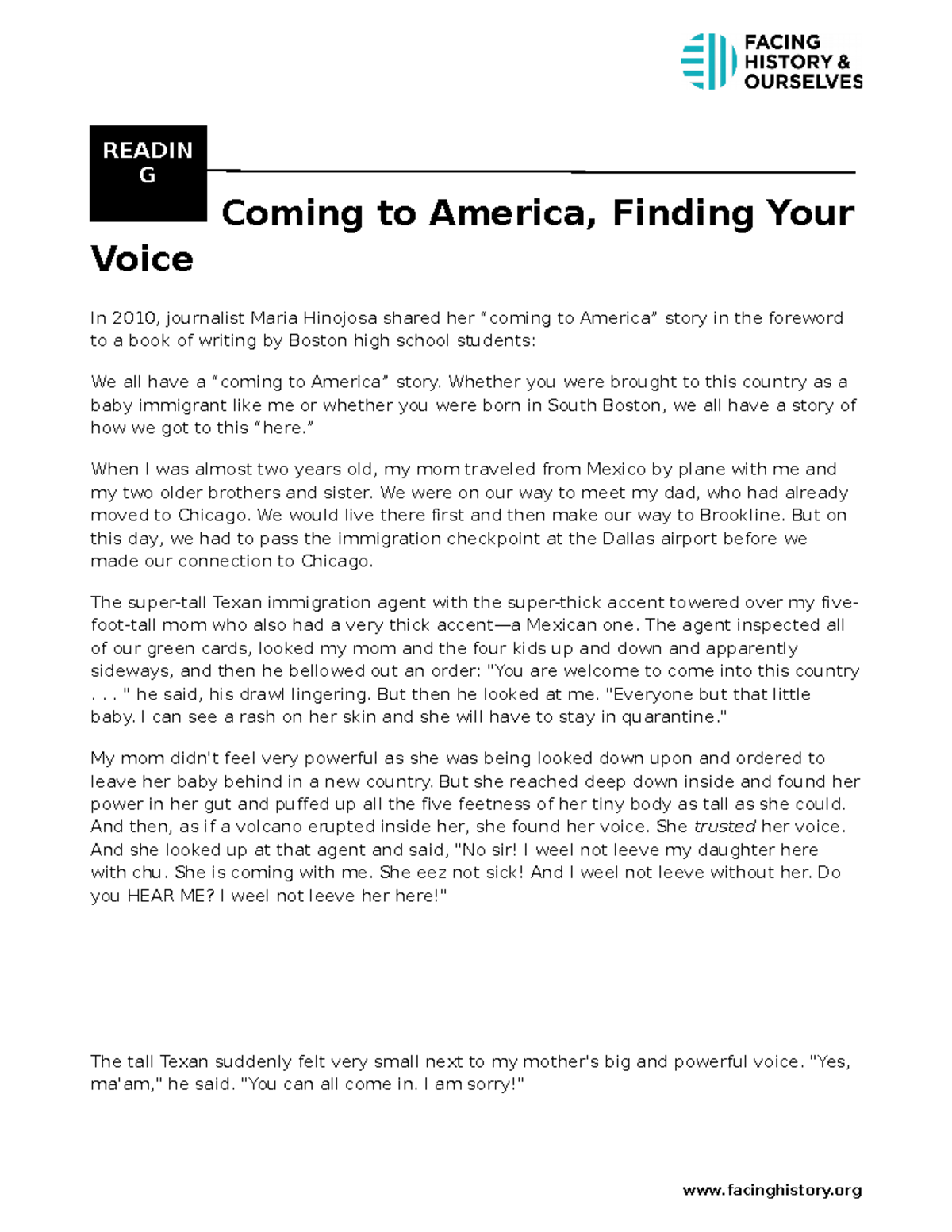 Reading Coming to America, Finding Your Voice - Coming to America ...