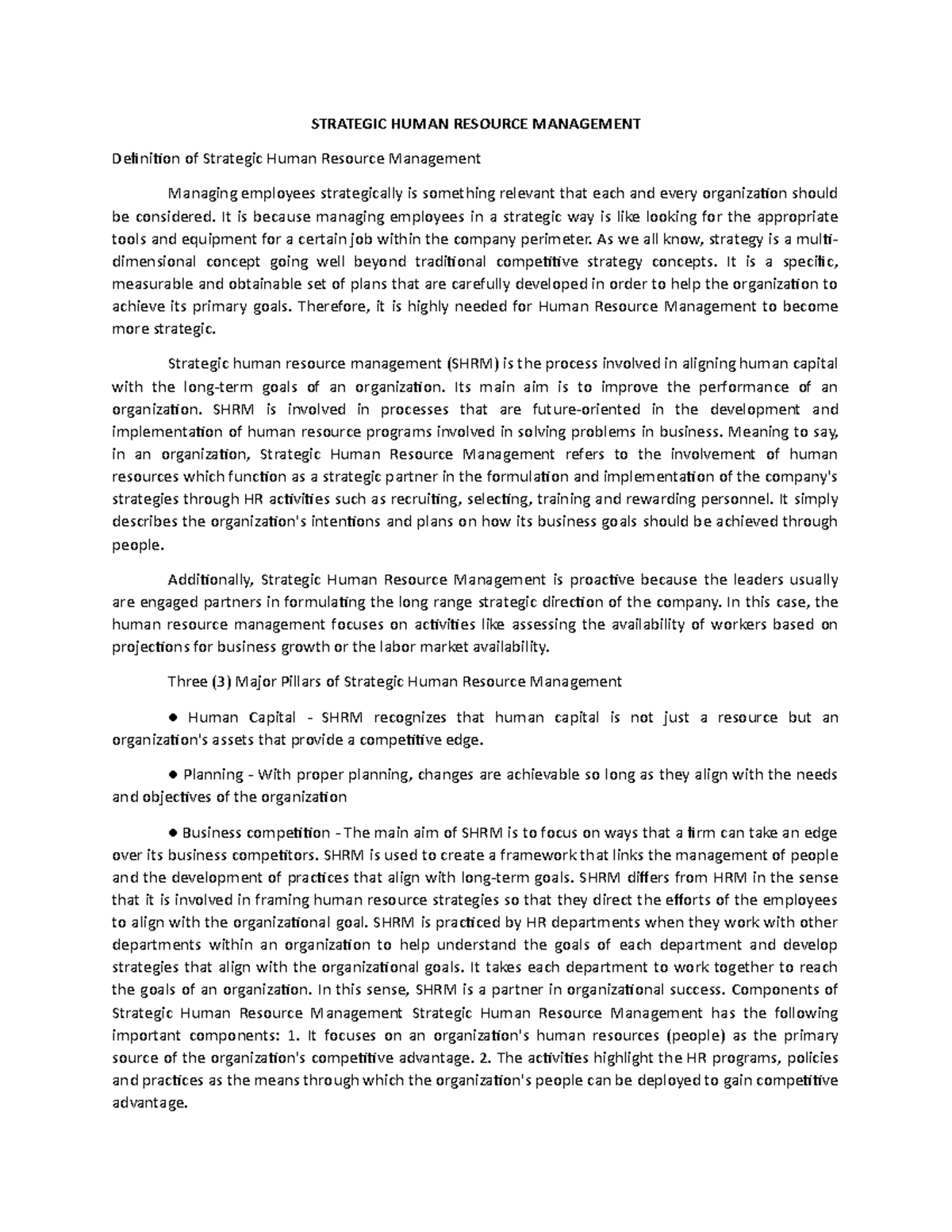 Strategic Human Resource Management - STRATEGIC HUMAN RESOURCE ...