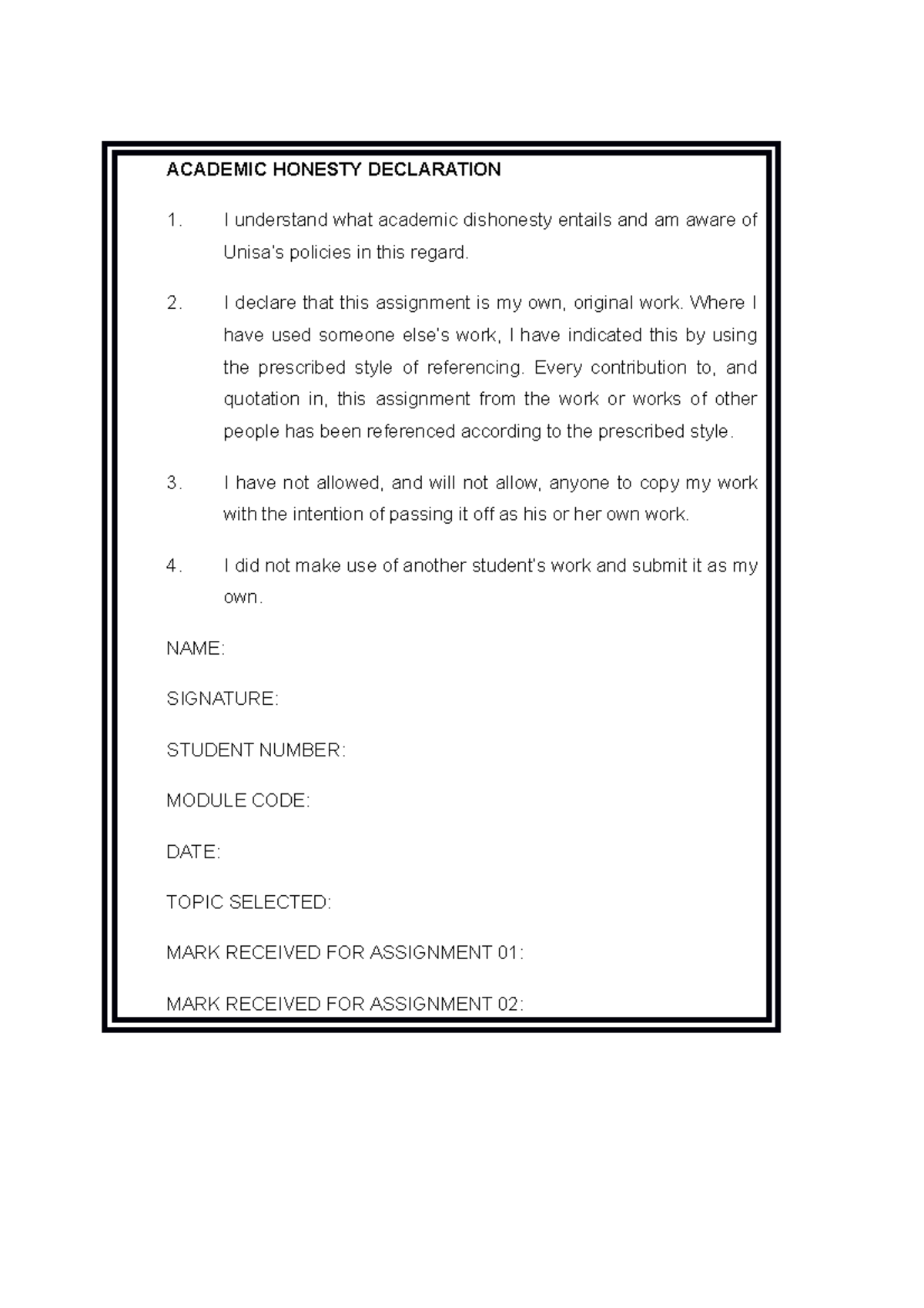 lcp 500 stadio Assignment 1 2022. 0628760063 - ACADEMIC HONESTY ...