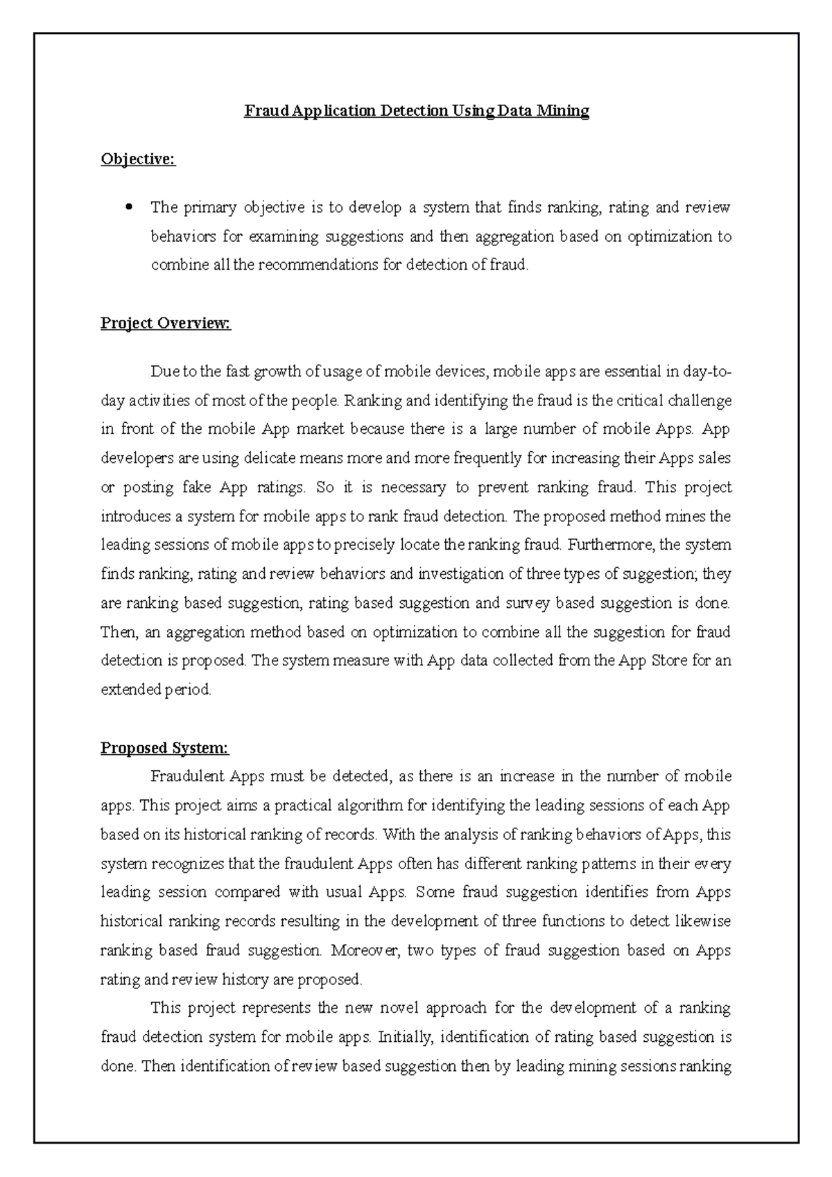 Fraud Application Detection Using Data Mining Fraud Application Detection Using Data Mining