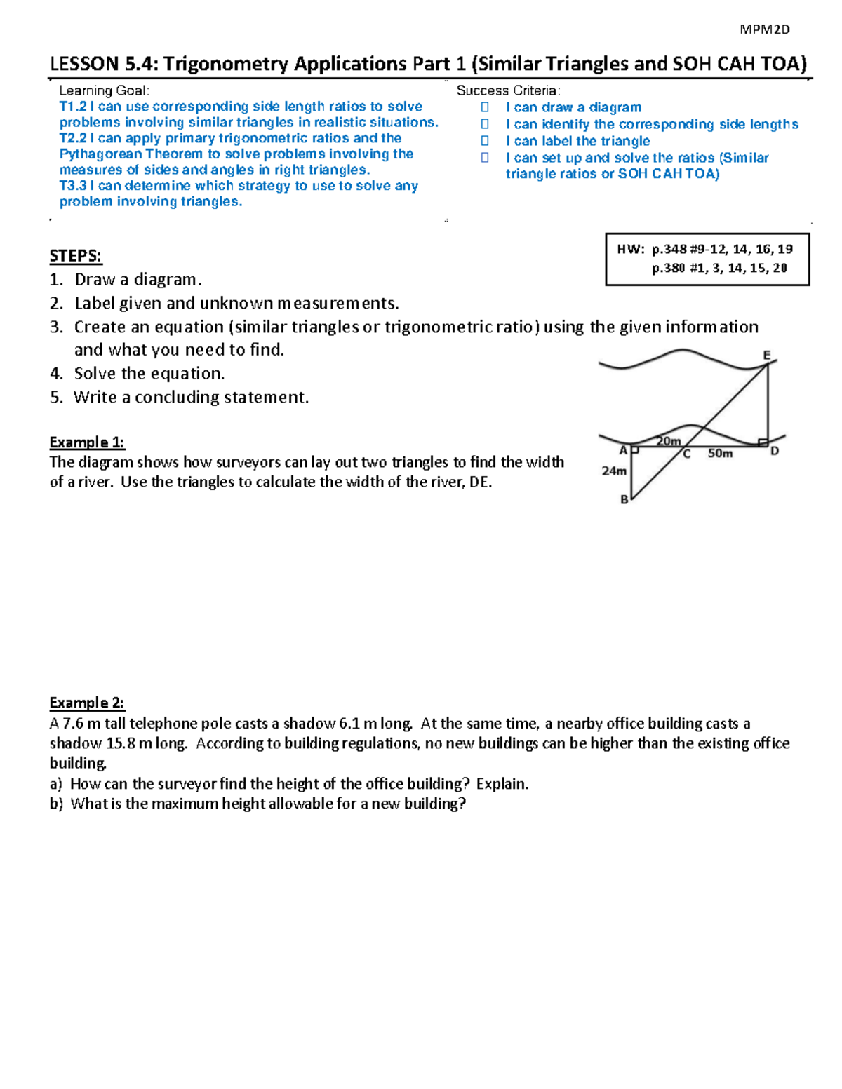 5.4 - Trigonometry Applications Part 1 (Similar Triangles and SOH CAH ...