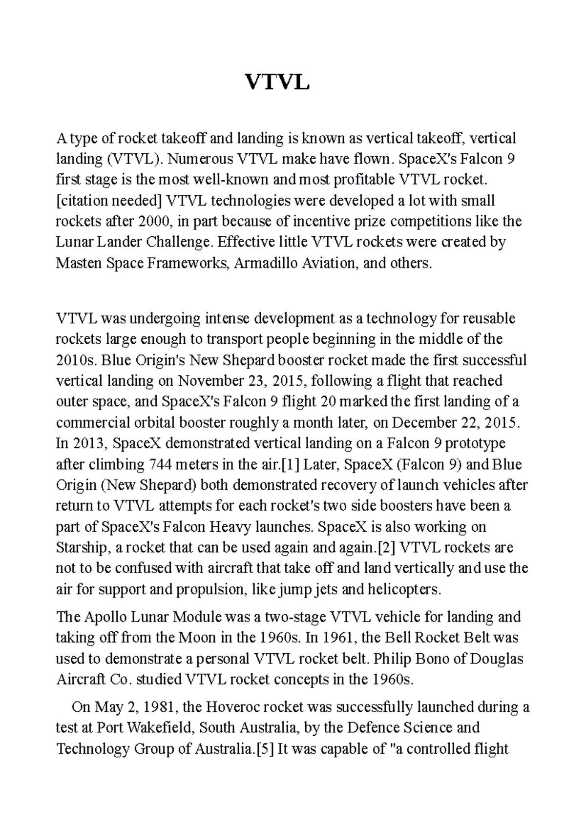 VTVL - Ifah - VTVL A type of rocket takeoff and landing is known as ...