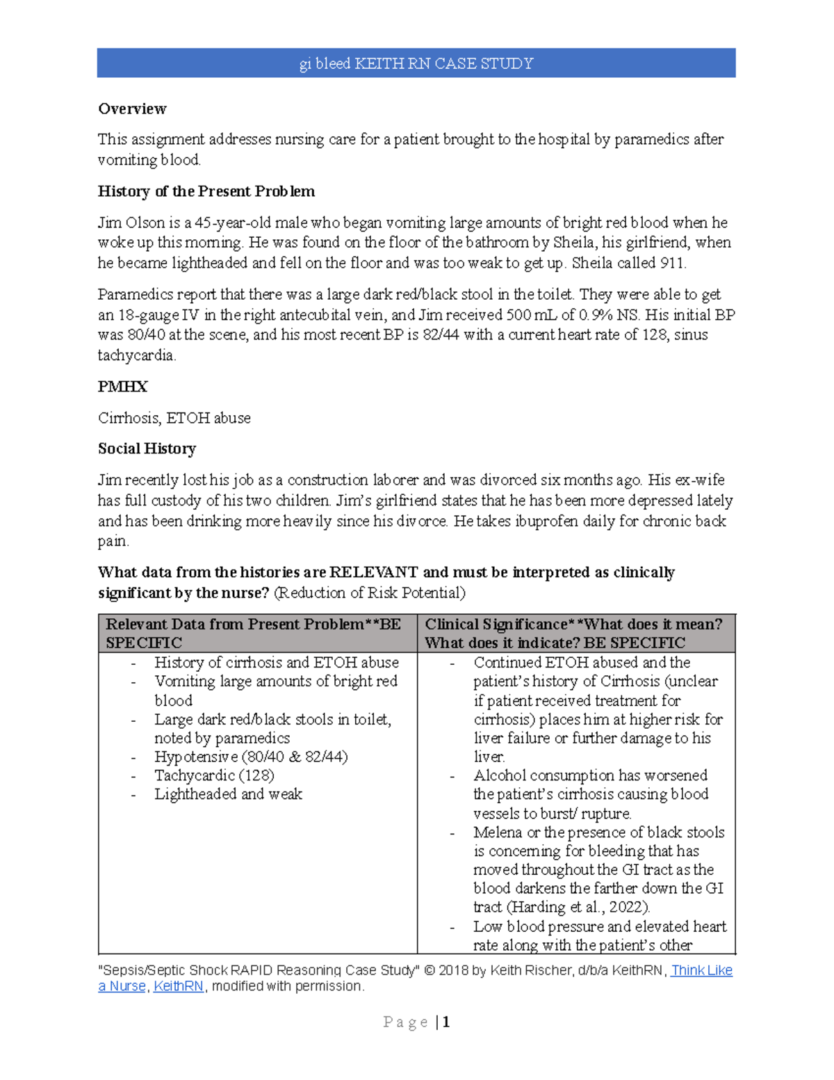 GI Bleed Case Study: Nursing Care for a Patient with Hemorrhage ...