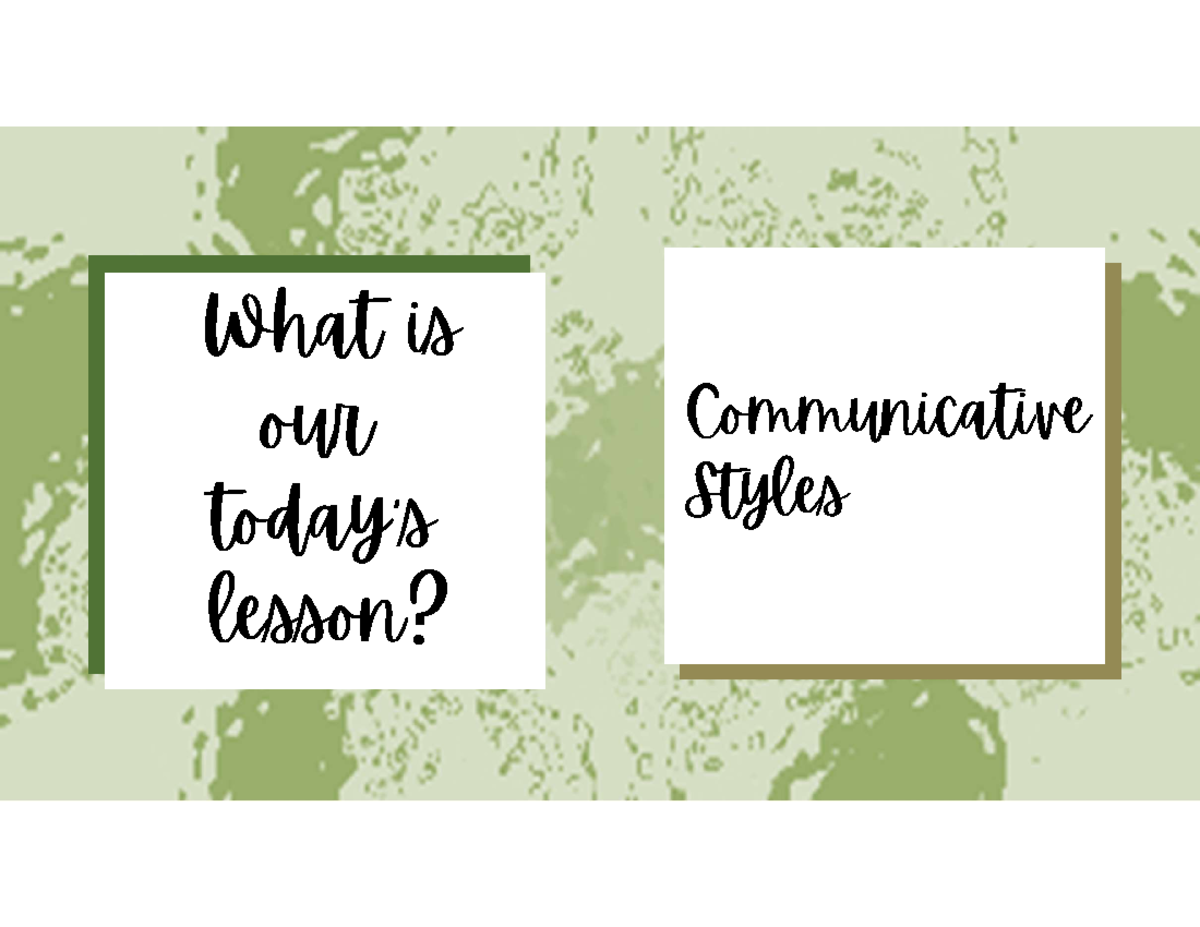 Speech-Style - Oral com pdf - What is our today's lesson? Communicative ...