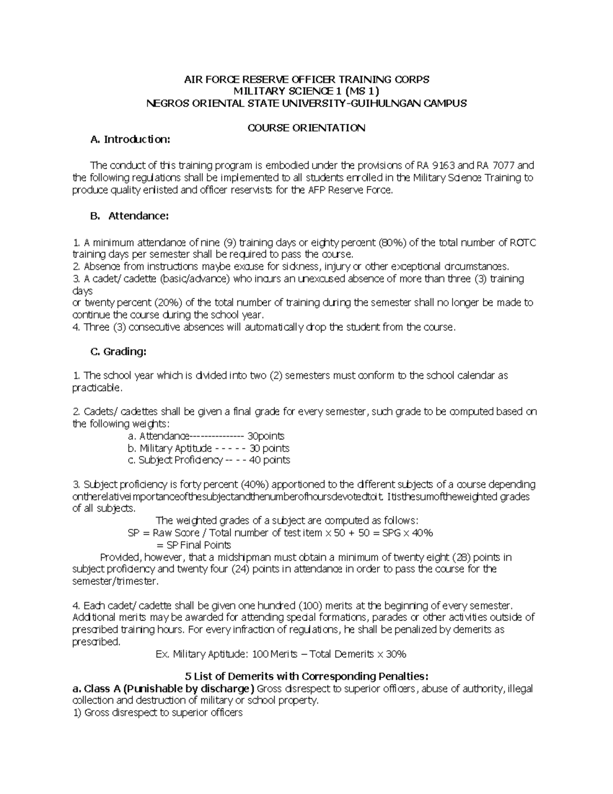 Afrotc-MS-1 - ROTC notes - AIR FORCE RESERVE OFFICER TRAINING CORPS ...