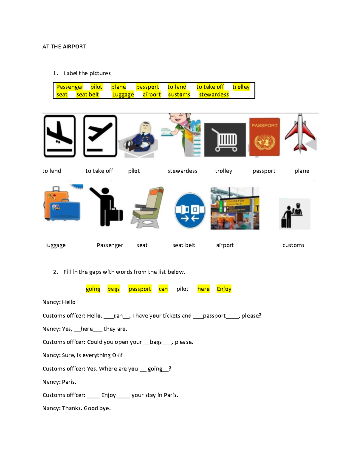 Fredy Gerardo Isasi Rosales 2017 1031414 At the Airport Worksheet 5 ...