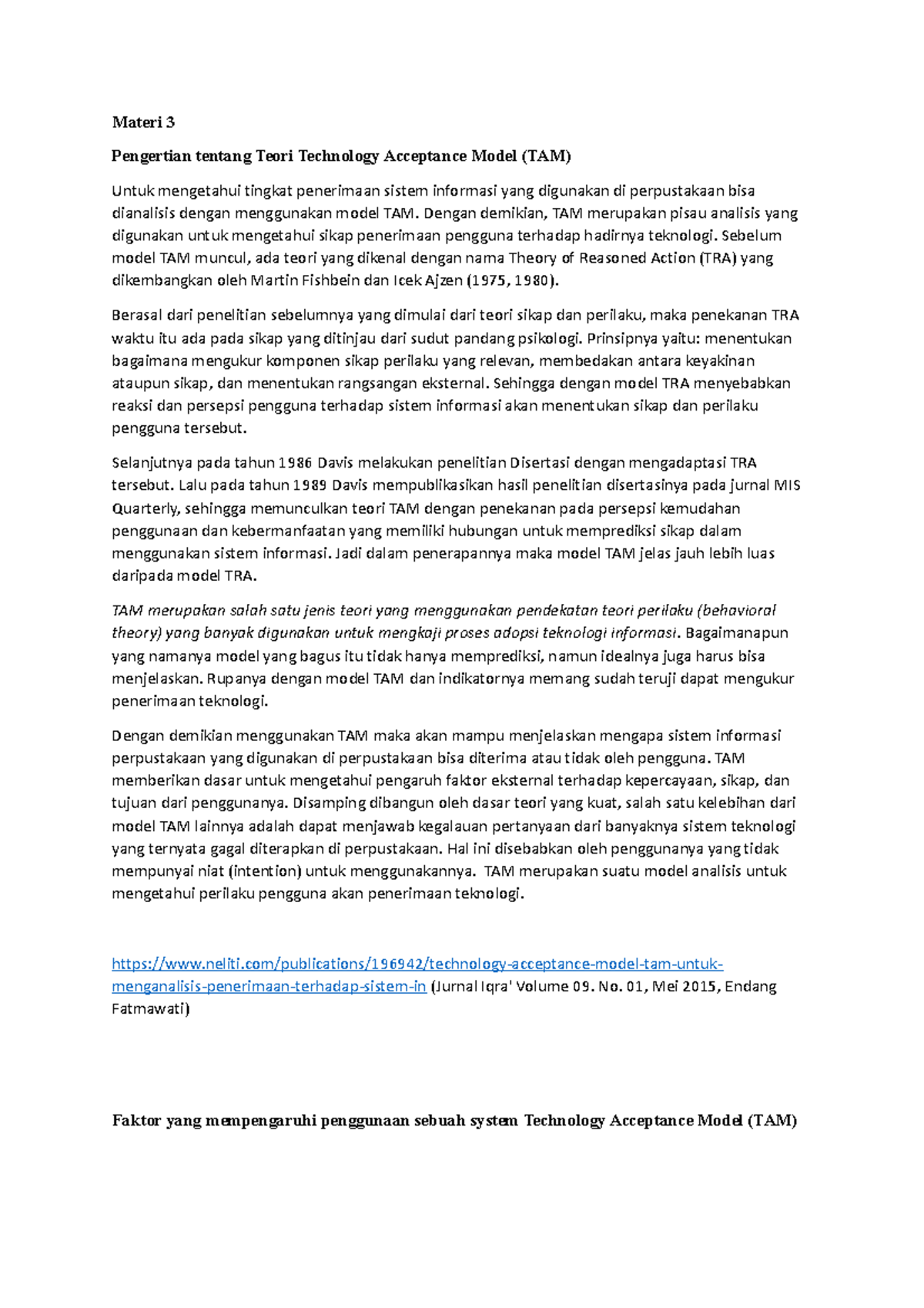 Materi 3 p - Tugas Individu - Materi 3 Pengertian tentang Teori Technology Acceptance Model (TAM ...