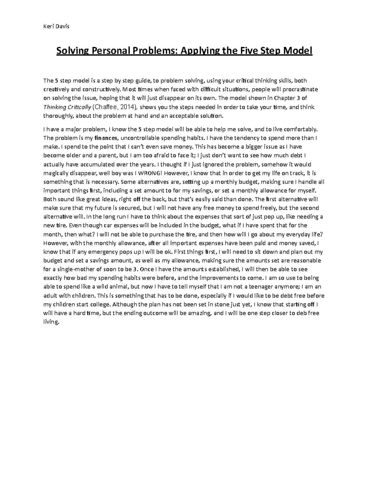 Solving Personal Problems-Applying the Five-Step Model - Keri Davis ...