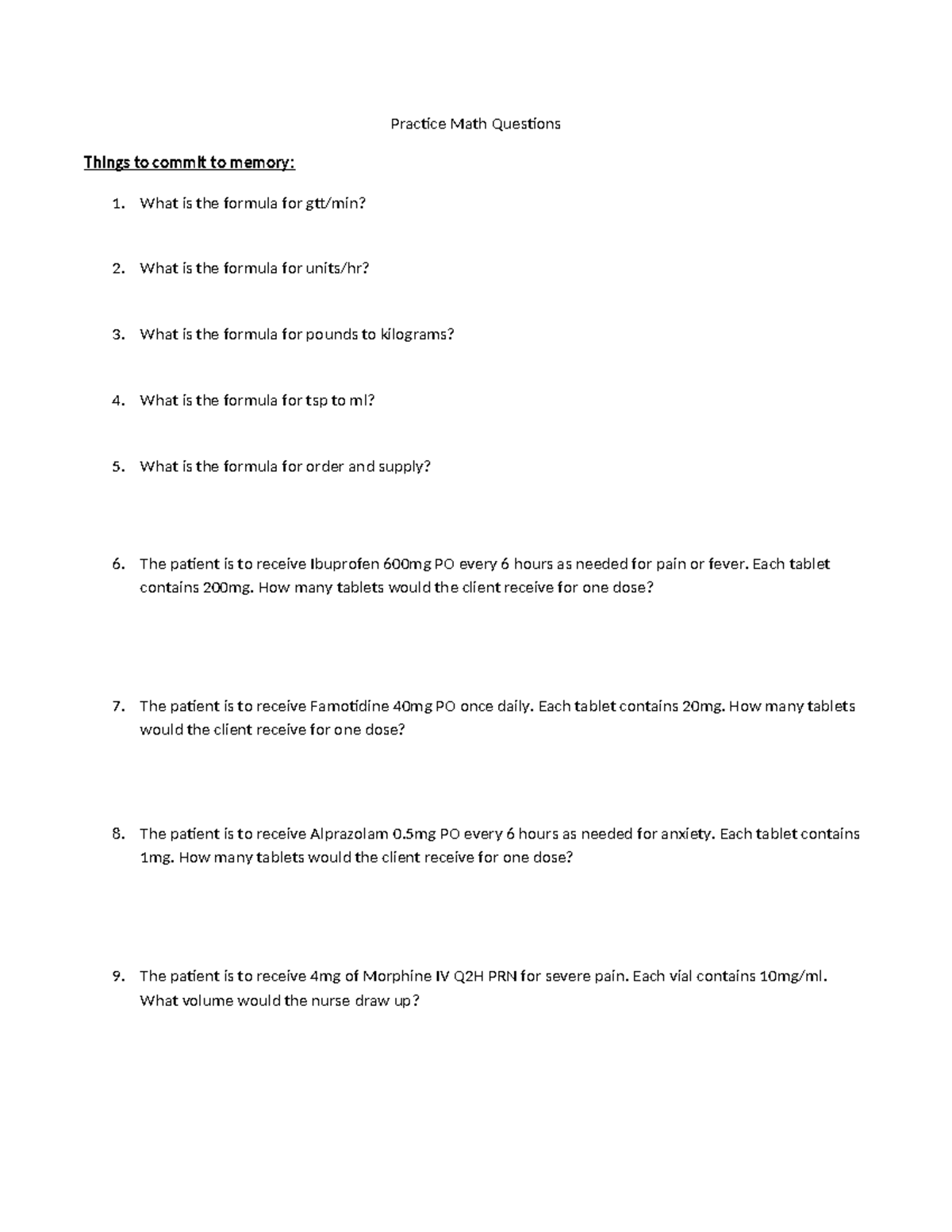 Practice Math Questions - Practice Math Questions Things to commit to ...