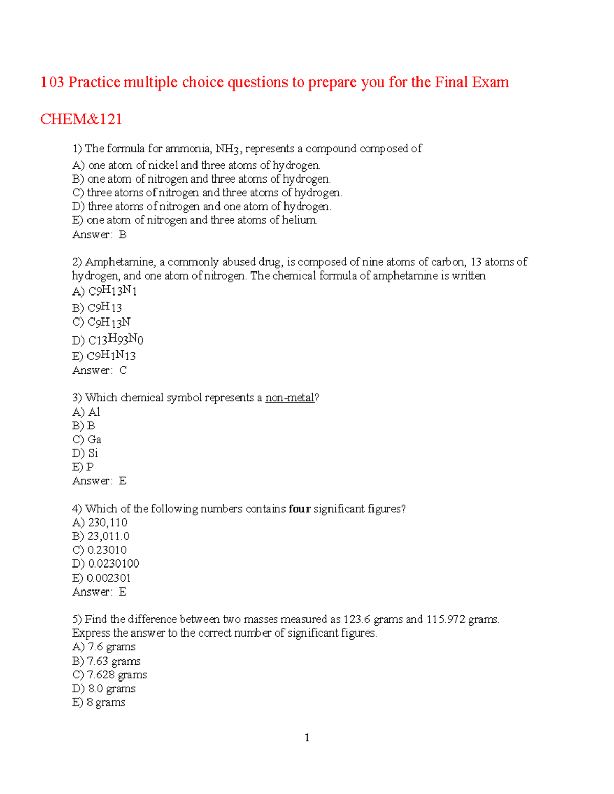 103 Practice multiple choice questions for the Final Exam KEY - Tagged ...